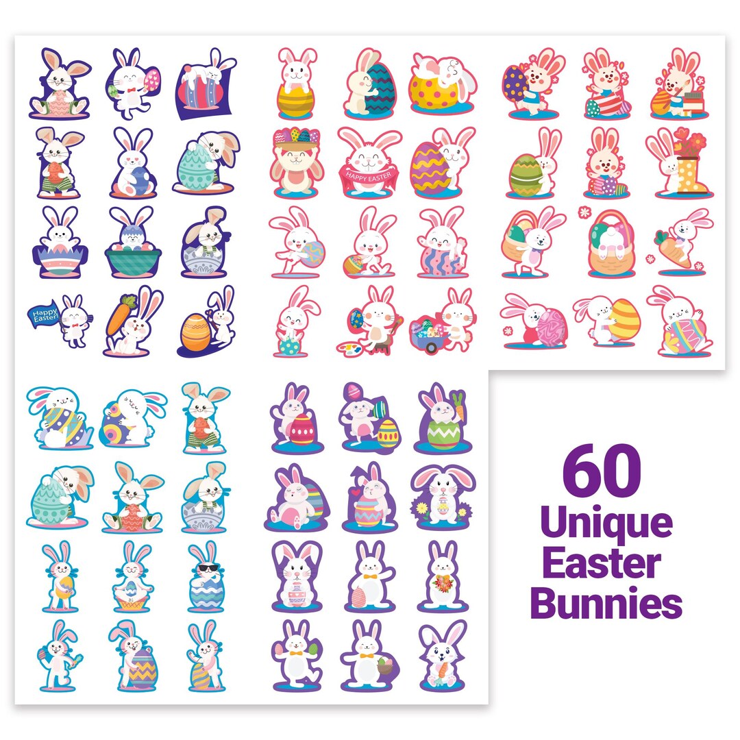 Easter Bunny Clipart Bundle 60 Unique Designs | Easter Bunny SVG ...