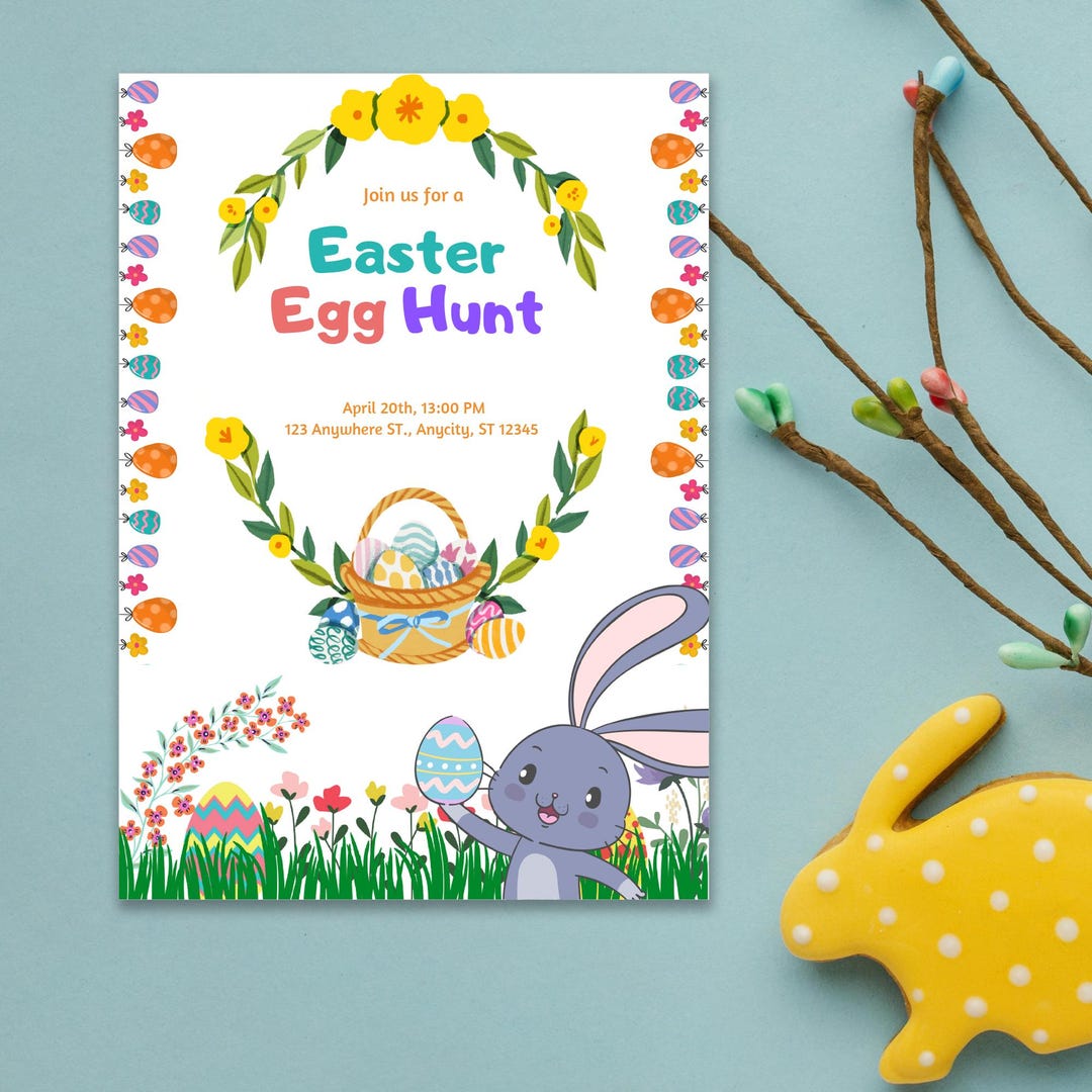 Easter Invitation Editable Canva Template | Easter Brunch Invite Canva ...