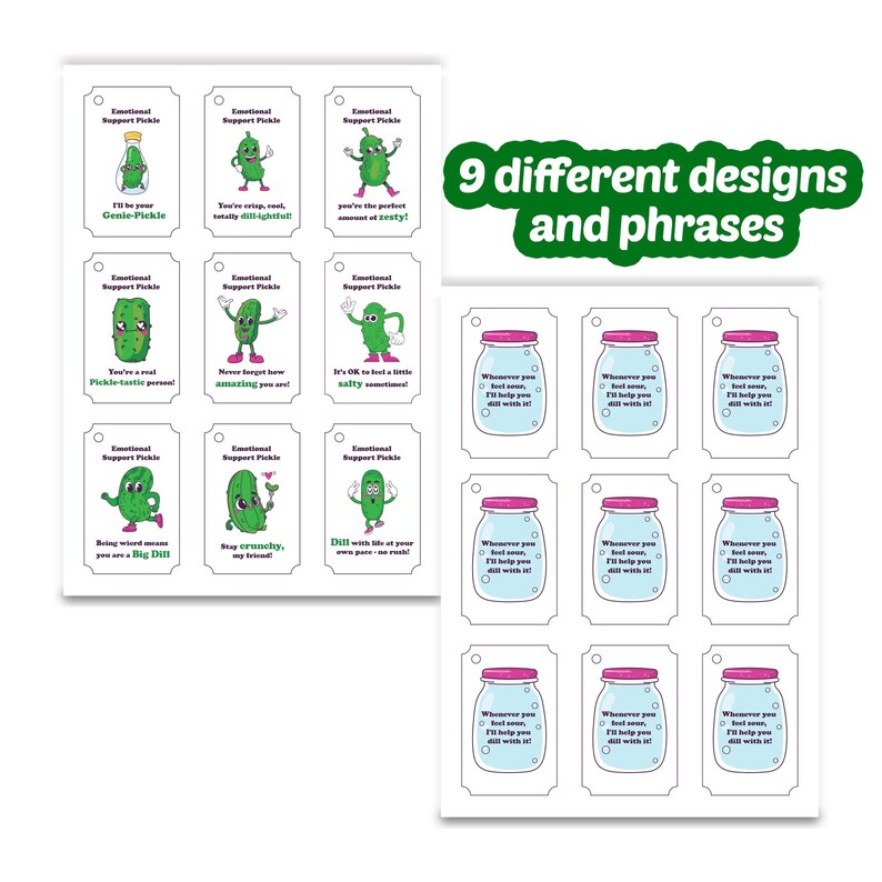 Emotional Support Pickle Tags for Crochet Items - 9 Printable Labels ...
