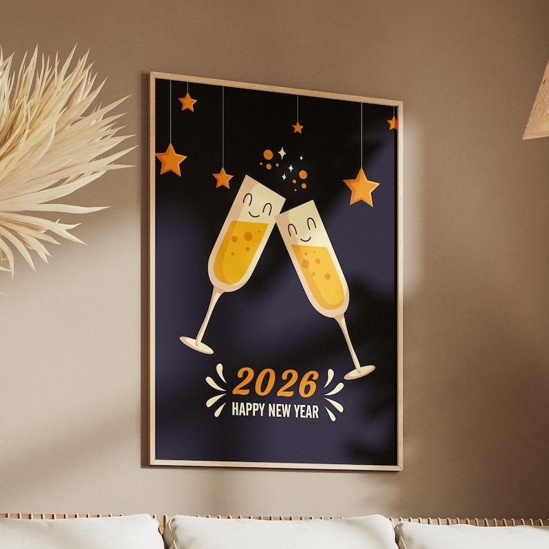 2026 New Year's Eve Decor Printable Poster, Celebration Wall Art ...