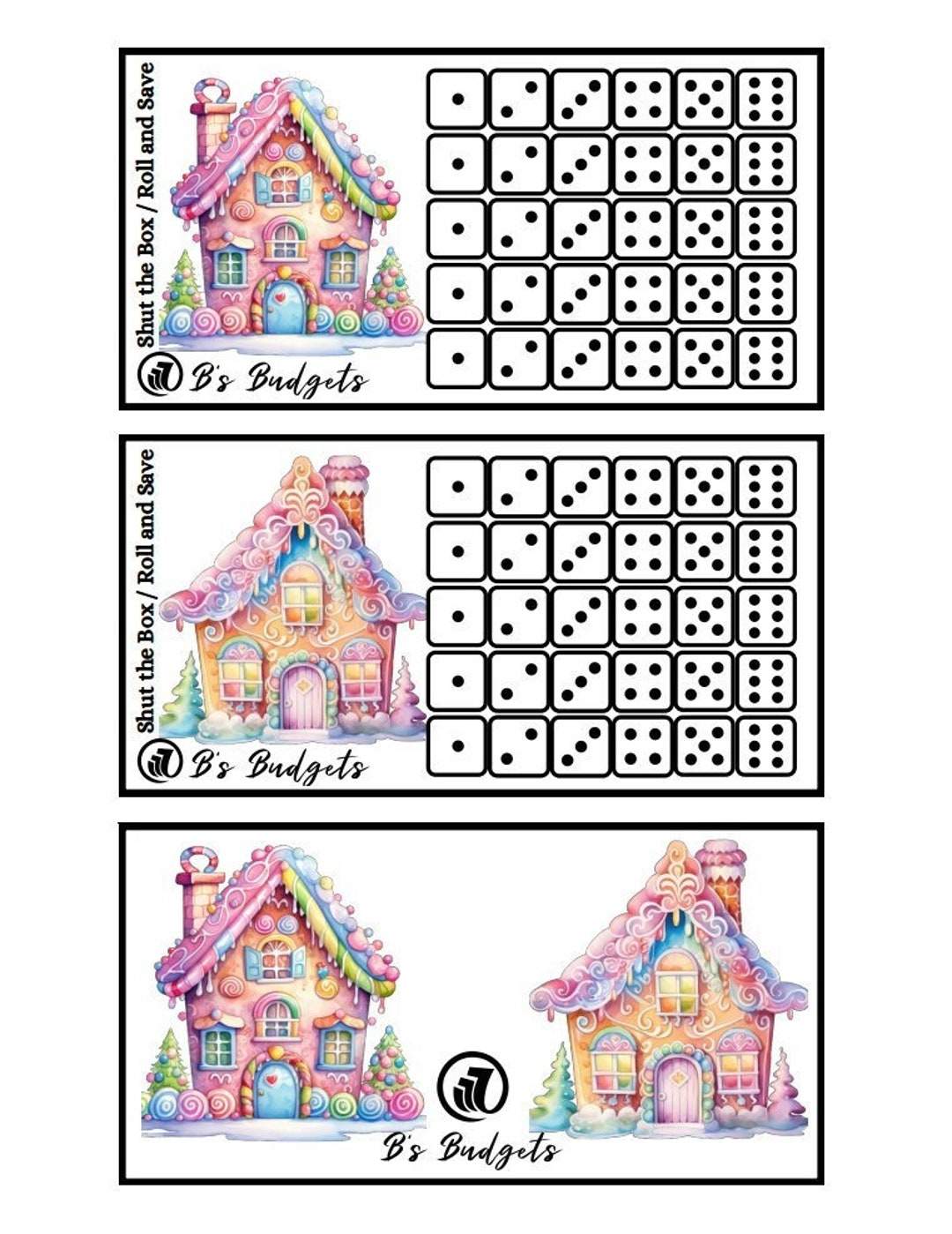 Digital Gingerbread House Shut the Box / Roll and Save - Etsy