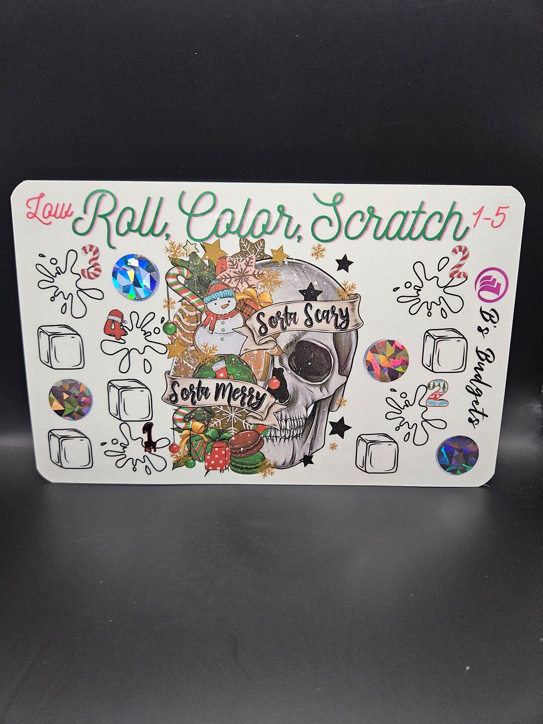 Scary but Merry Skull-roll, Color, Scratch A5 Saving Challenge - Etsy