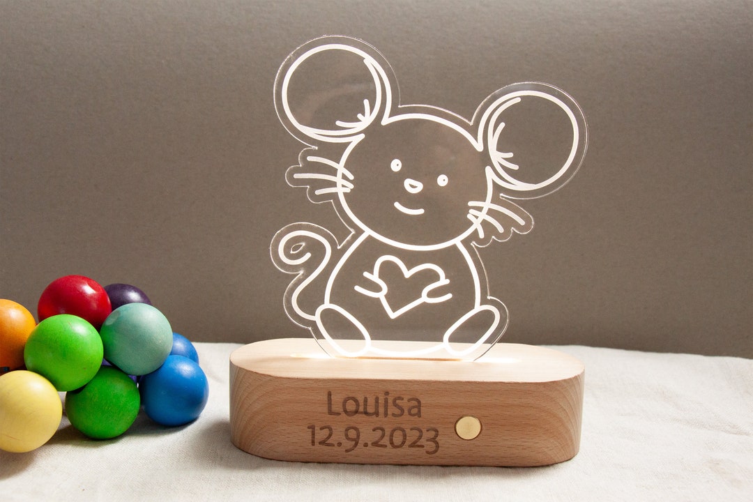 LED Kinder Nachtlicht Personalisiert aus Acrylglas, Nachtlicht Baby, Geschenk Geburt, Kinder ...