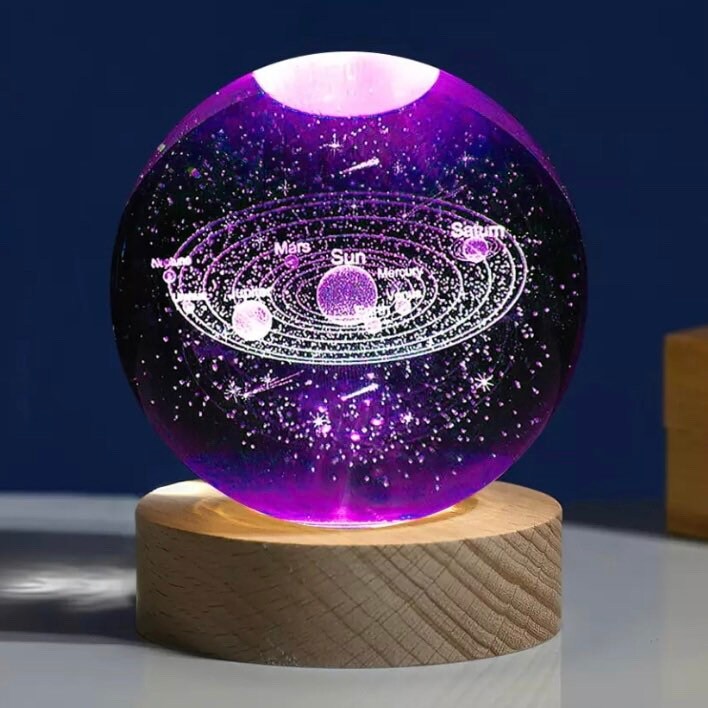 3D Solar System Engraved Crystal Orb - Etsy