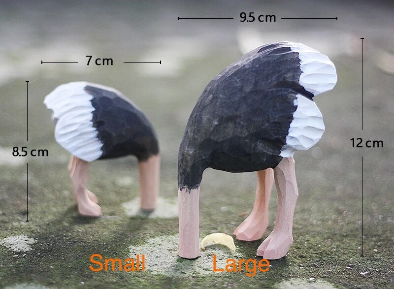 Wooden Head Buried Ostrich Figurine for Table Top or Shelf Decoration ...