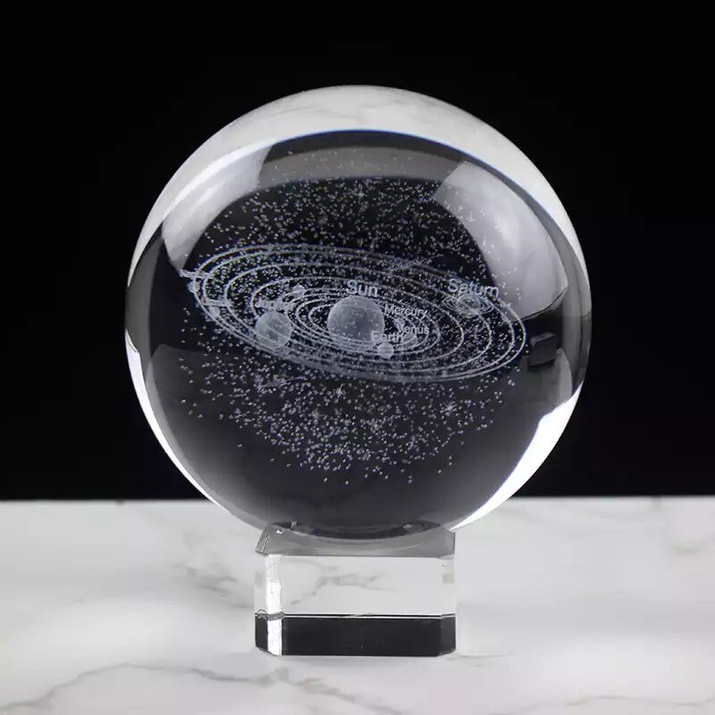 3D Solar System Engraved Crystal Orb - Etsy