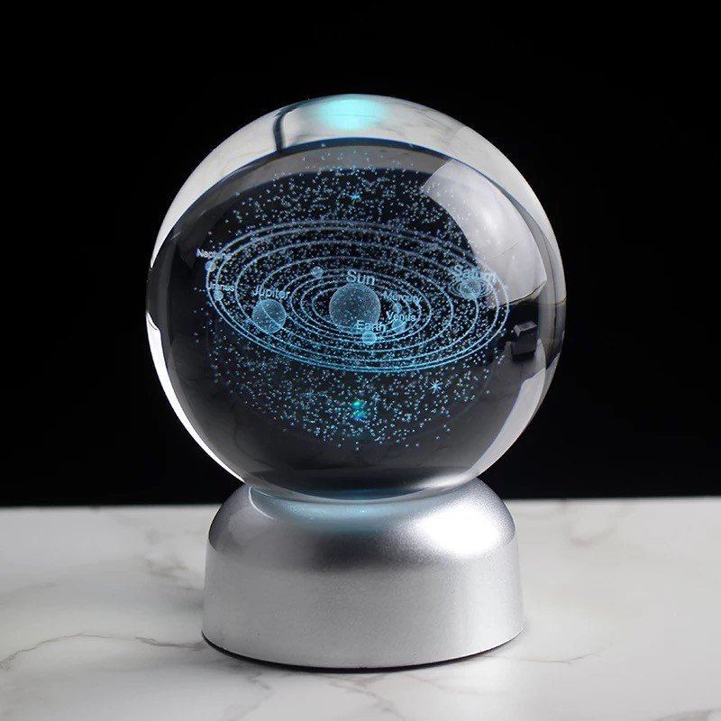 3D Solar System Engraved Crystal Orb - Etsy