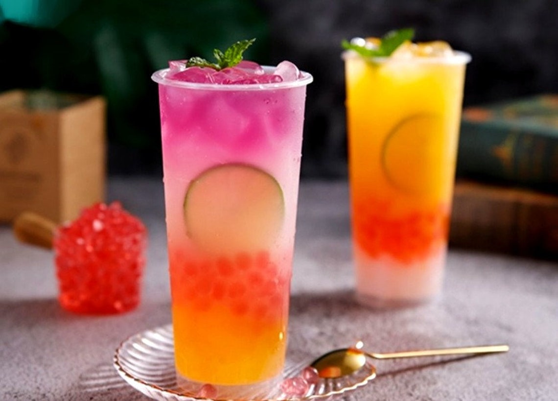 Peach Jelly Crystal Boba Tea Gift Tea Set Bubble Tea Etsy