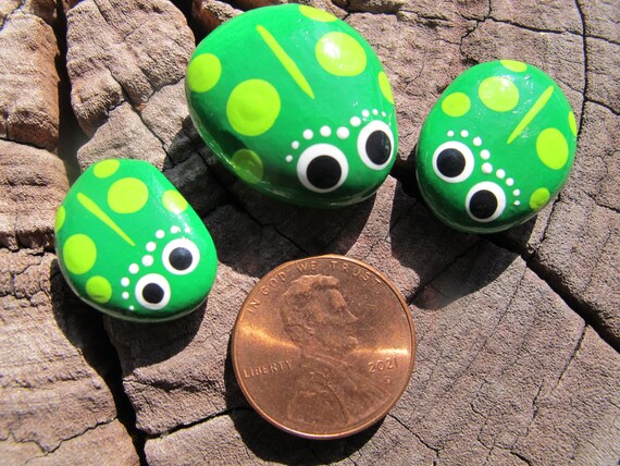 Set of 3 Frog Rocks-painted Rocks-pet Rocks-fairy Garden-small | Etsy