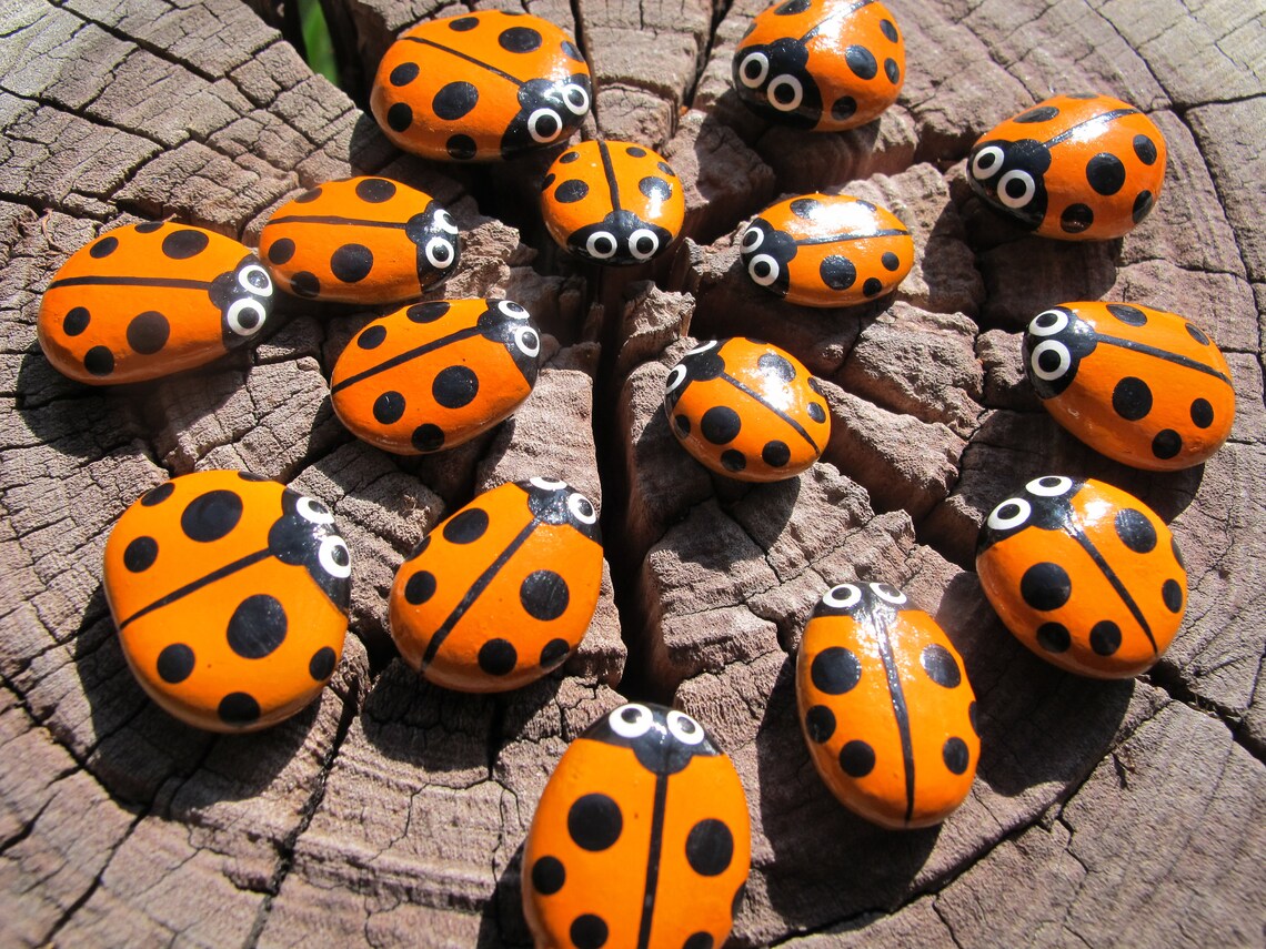 Set of 3 Ladybug Rocks-painted Rocks-pet Rocks-fairy Garden-small Gift ...
