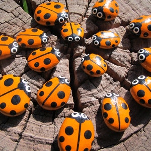 Set of 3 Ladybug Rocks-painted Rocks-pet Rocks-fairy Garden-small Gift ...