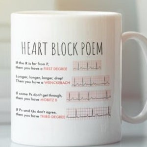 Cardiac Nurse Mug – Funny Heart Block Poem Gift, ECG Rhythms Coffee Cup ...