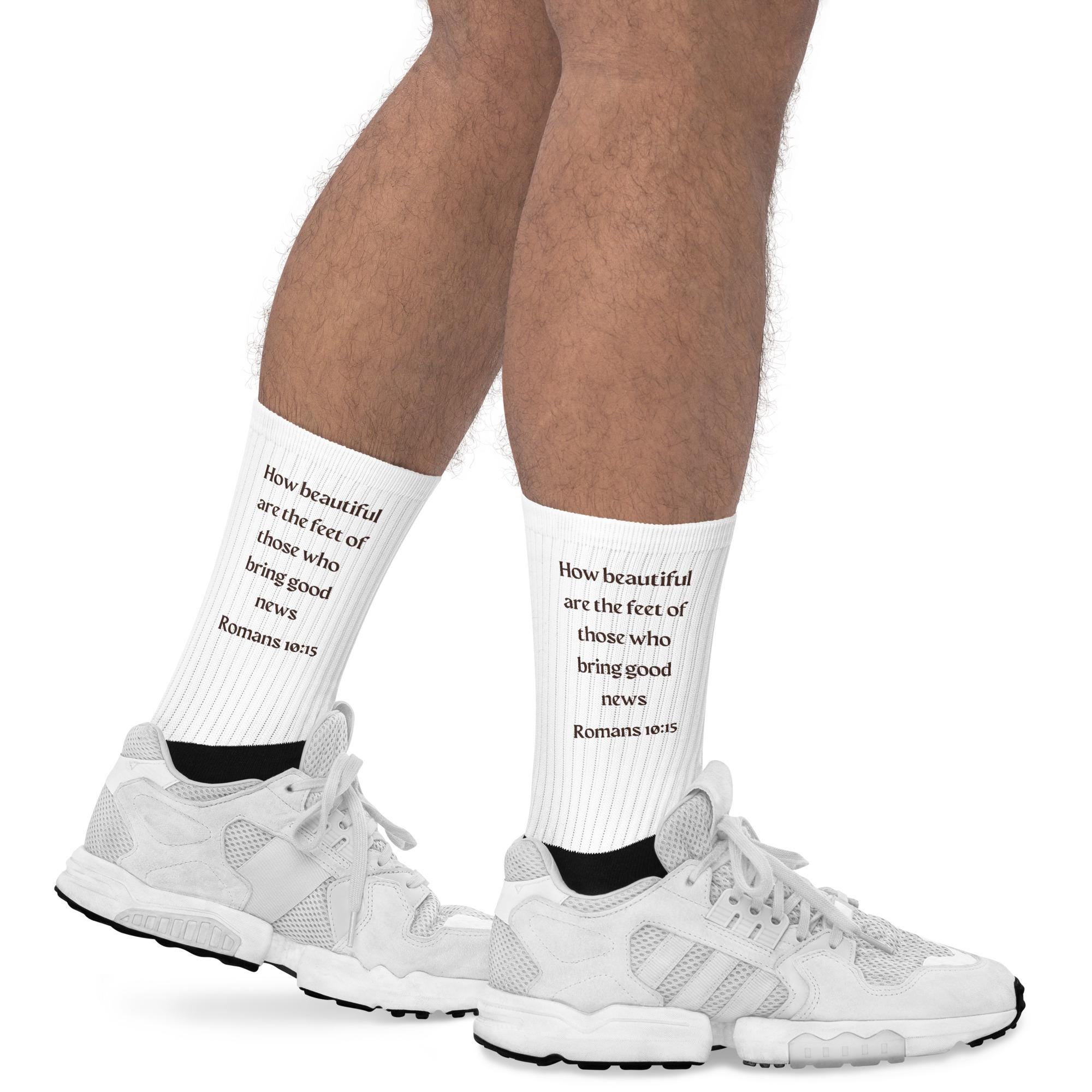 How Beautiful Are the Feet, Christian Socks, Romans 10:15, Bible Verse ...