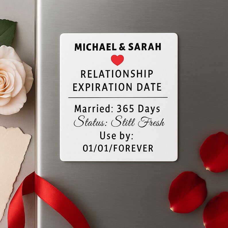 Paper Anniversary Personalised Fridge Magnet,1st Wedding Anniversary ...
