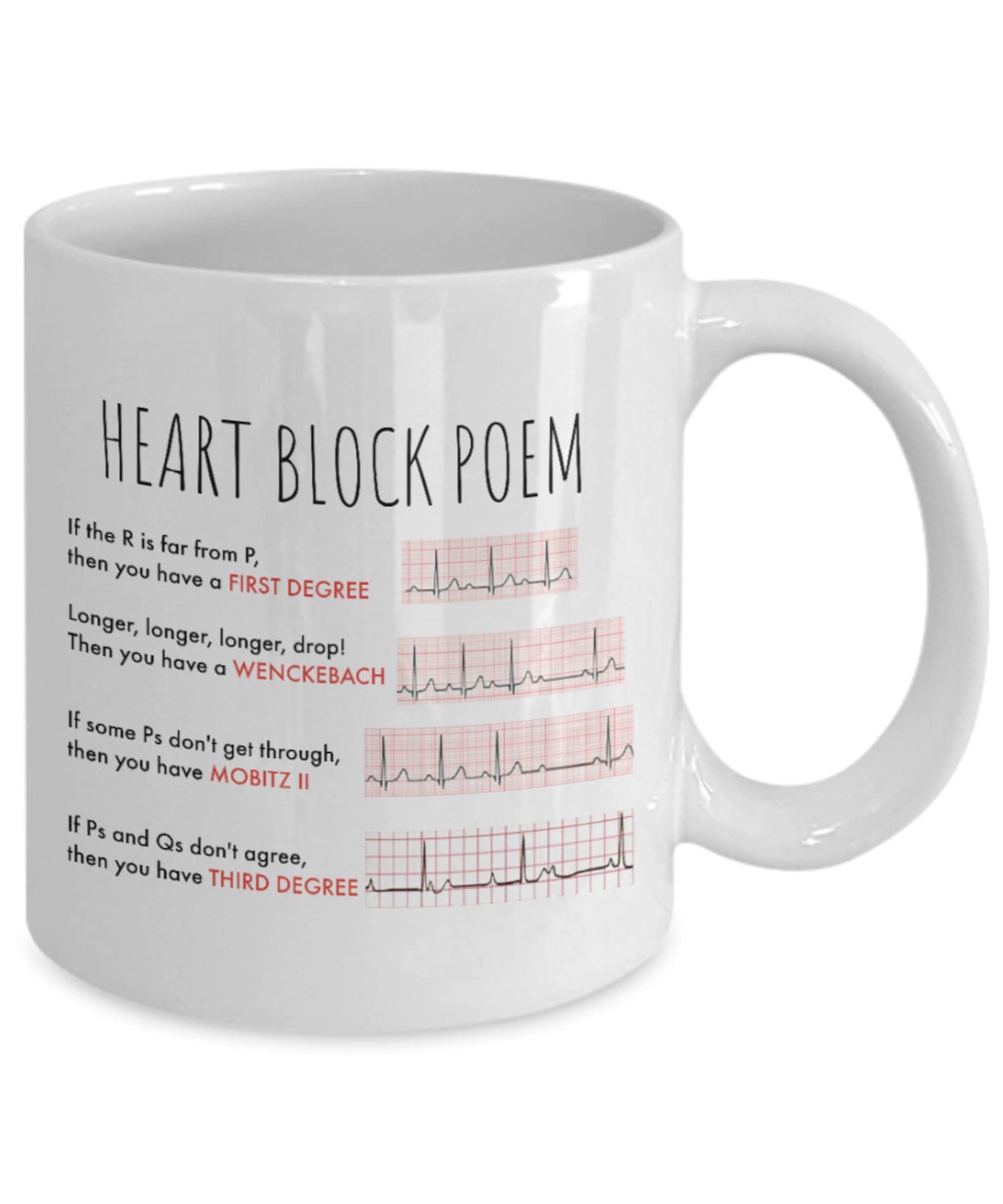 Cardiac Nurse Mug – Funny Heart Block Poem Gift, Medical Student ...