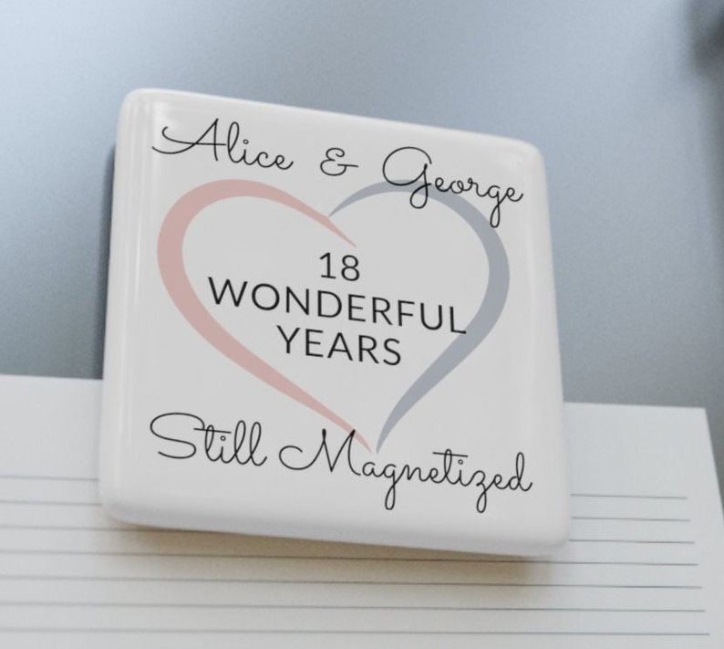 Personalized Traditional 18th Anniversary Porcelain Magnet, 18 Wedding ...