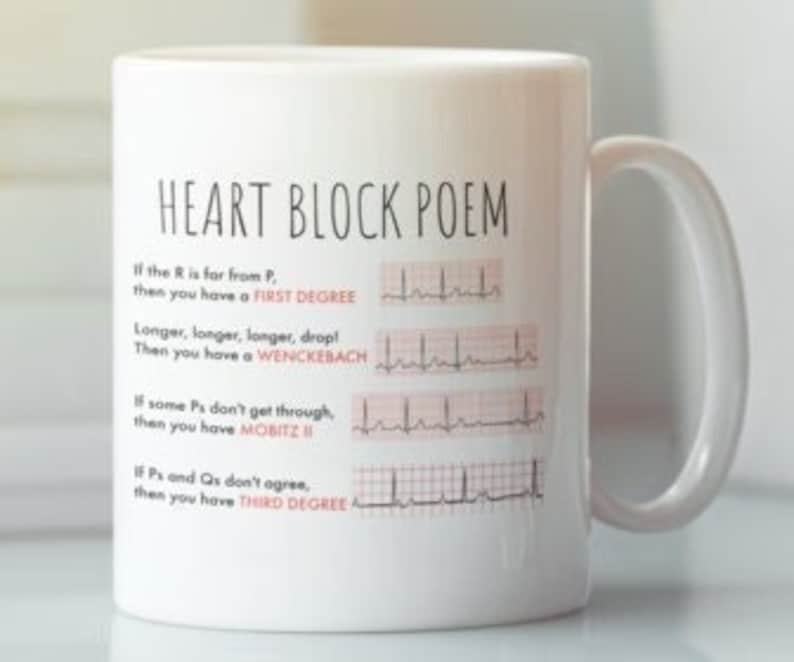 Cardiac Nurse Mug – Funny Heart Block Poem Gift, ECG Rhythms Coffee Cup ...