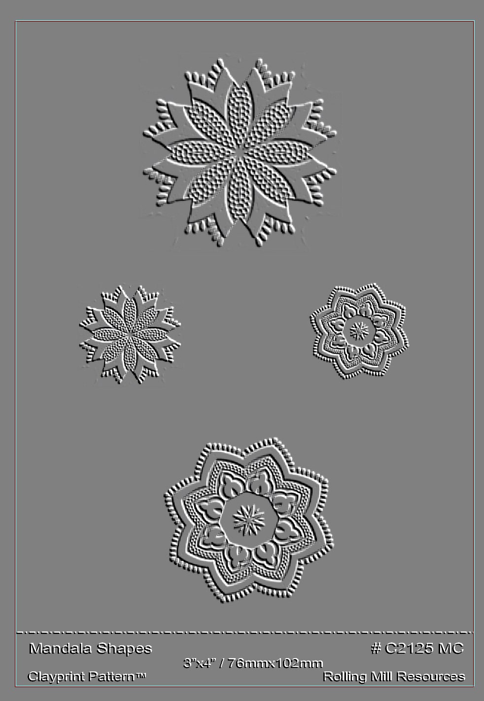 Clayprint ™ Texture for Metal Clay, PMC, Art Clay, Polymer Clay mandala ...