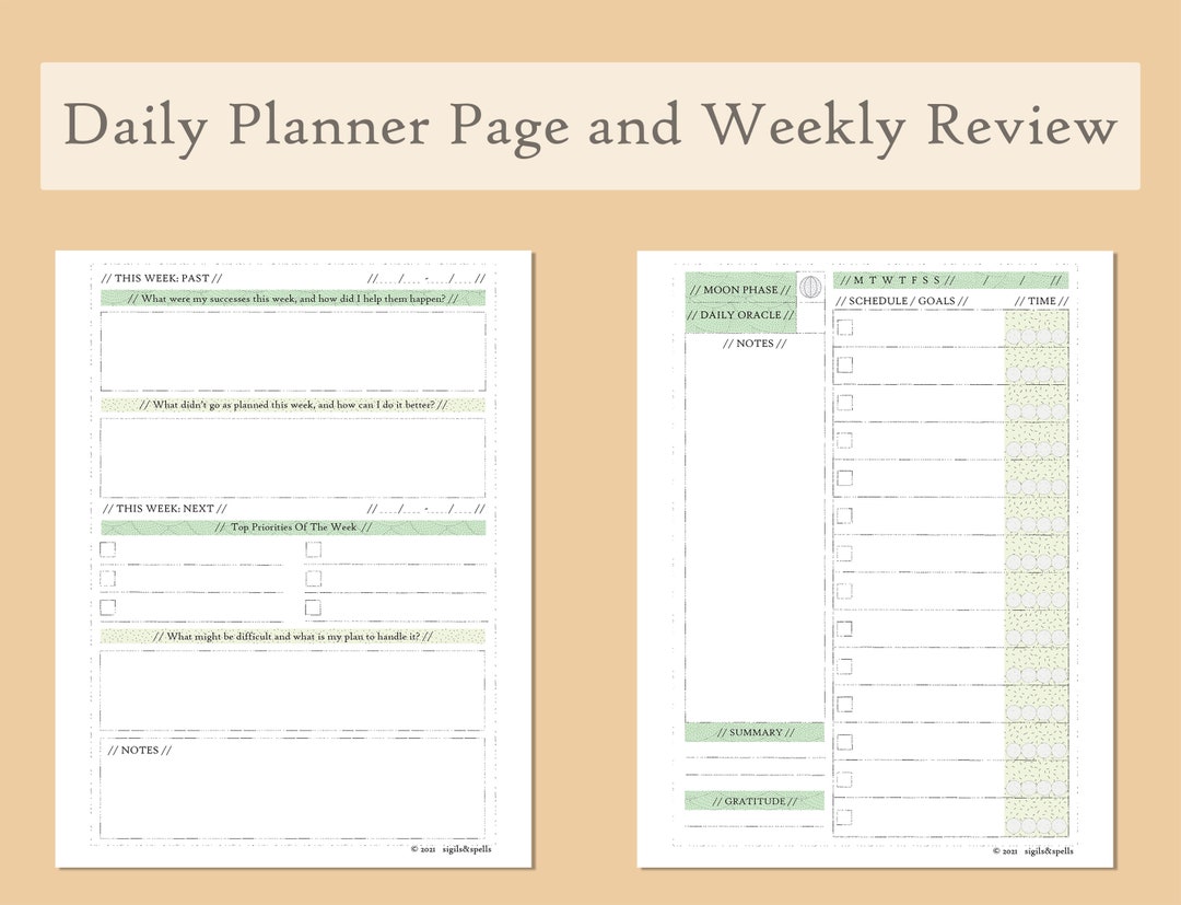 Spiritual Daily Planner Printable | Moon Phase and Daily Oracle | Week ...