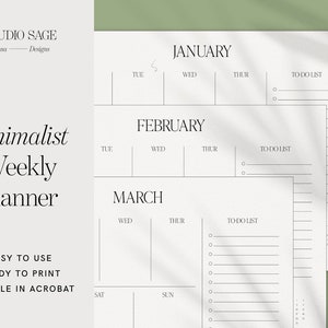 Minimalist Printable Weekly Planner Instant Digital Download Ready to ...