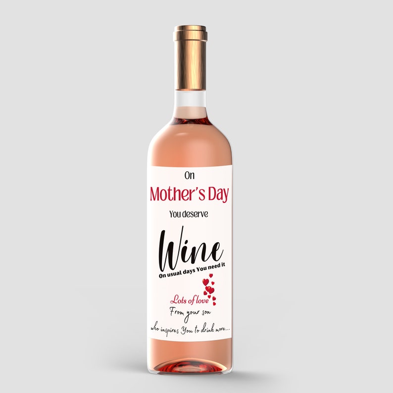 Printable Mother's Day Wine Bottle Label Gift From Son Instant Download ...