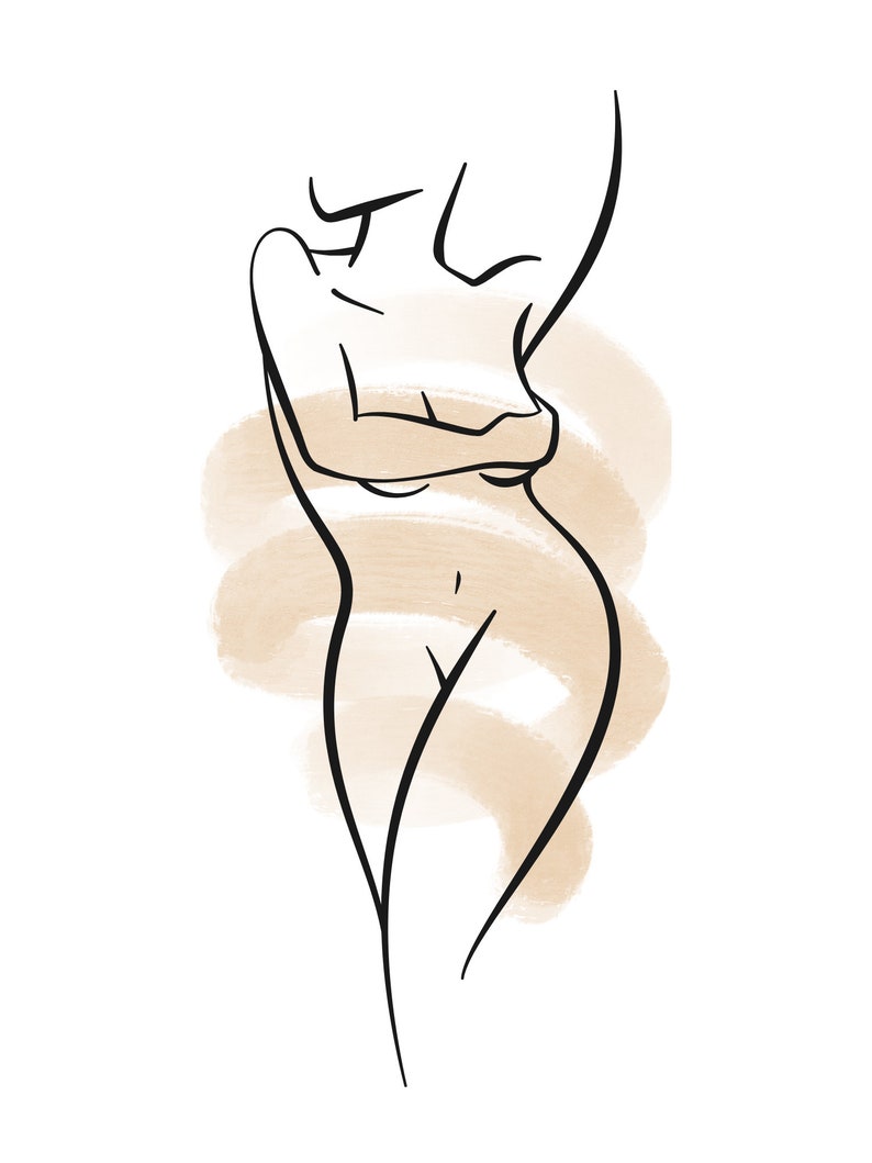 Nude Female Body Line Art Minimalist Wall Art Naked Woman Line Drawing Erotic Minimalist