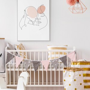 Mother and Baby Line Art Print, Mom Holding a Baby Wall Art, Nursery ...