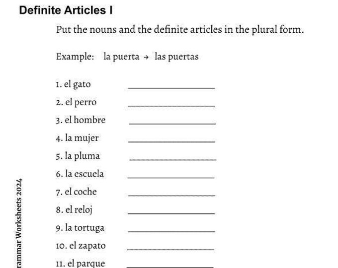 Spanish Definite and Indefinite Articles Practice Worksheet Bundle (4 ...