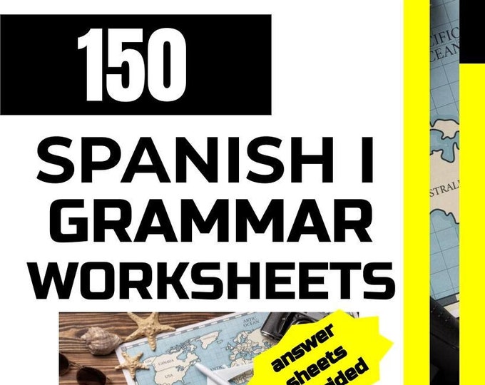 150 Spanish I Grammar Worksheets - Etsy