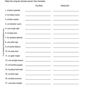 Spanish Pluralization Bundle (6 Pages) - Etsy