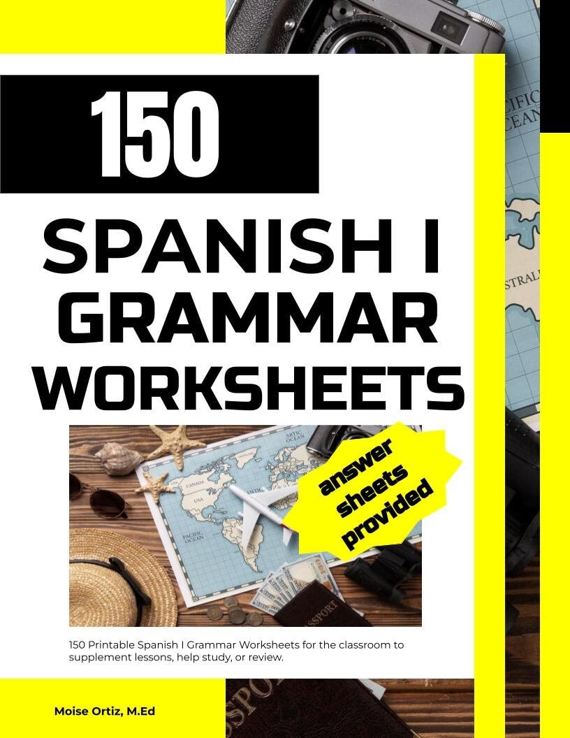 150 Spanish I Grammar Worksheets - Etsy