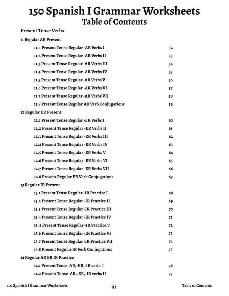 150 Spanish I Grammar Worksheets - Etsy