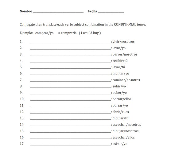 50 Spanish Conditional Tense Conjugations Worksheet Etsy 50-spanish-conditional-tense-conjugations-worksheet-etsy