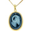 14K Yellow Gold Bell Conch Shell Cameo With Leather Blend Necklace With ...