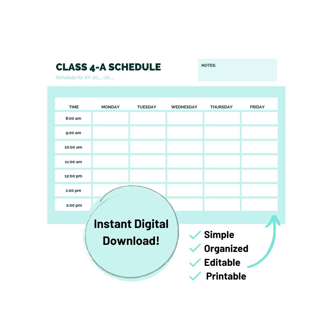 Homeschool Weekly Class Schedule| Schedule Planner| Editable Weekly ...