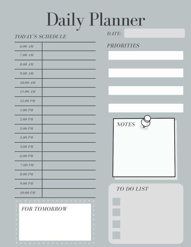 Daily Planner| Printable & Editable Planner| Grey Planner| CANVA ...