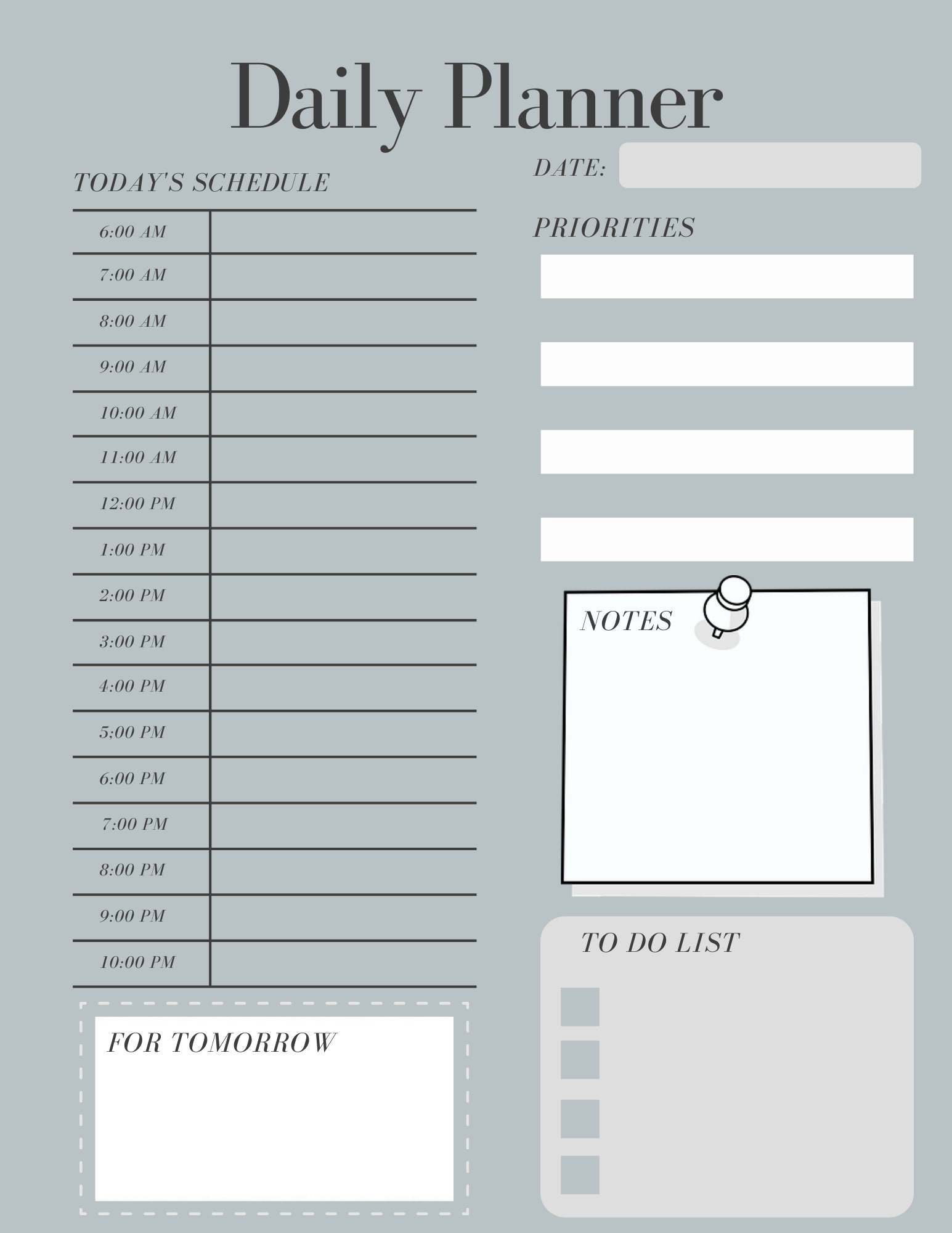 Daily Planner| Printable & Editable Planner| Grey Planner| CANVA ...