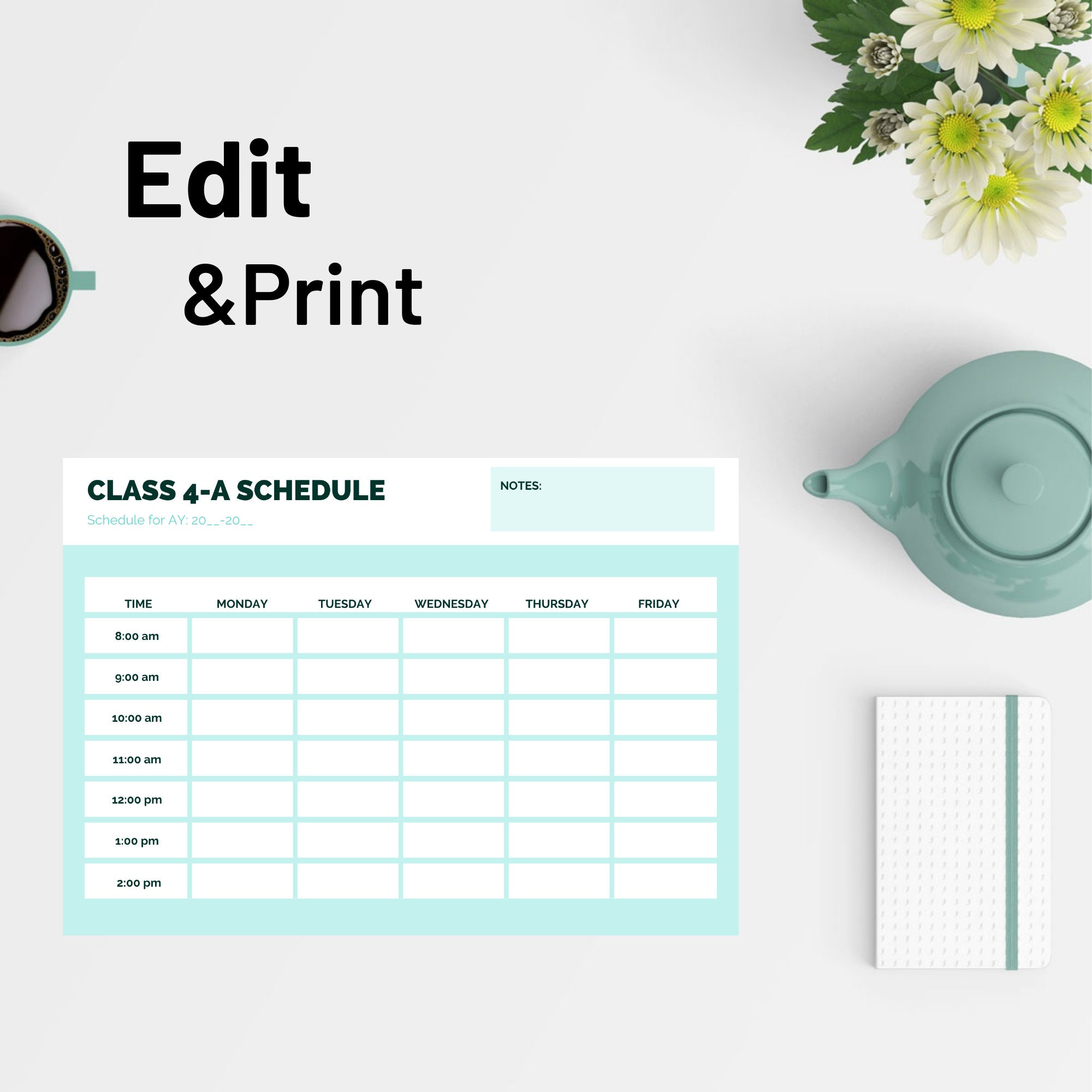 Homeschool Weekly Class Schedule| Schedule Planner| Editable Weekly ...