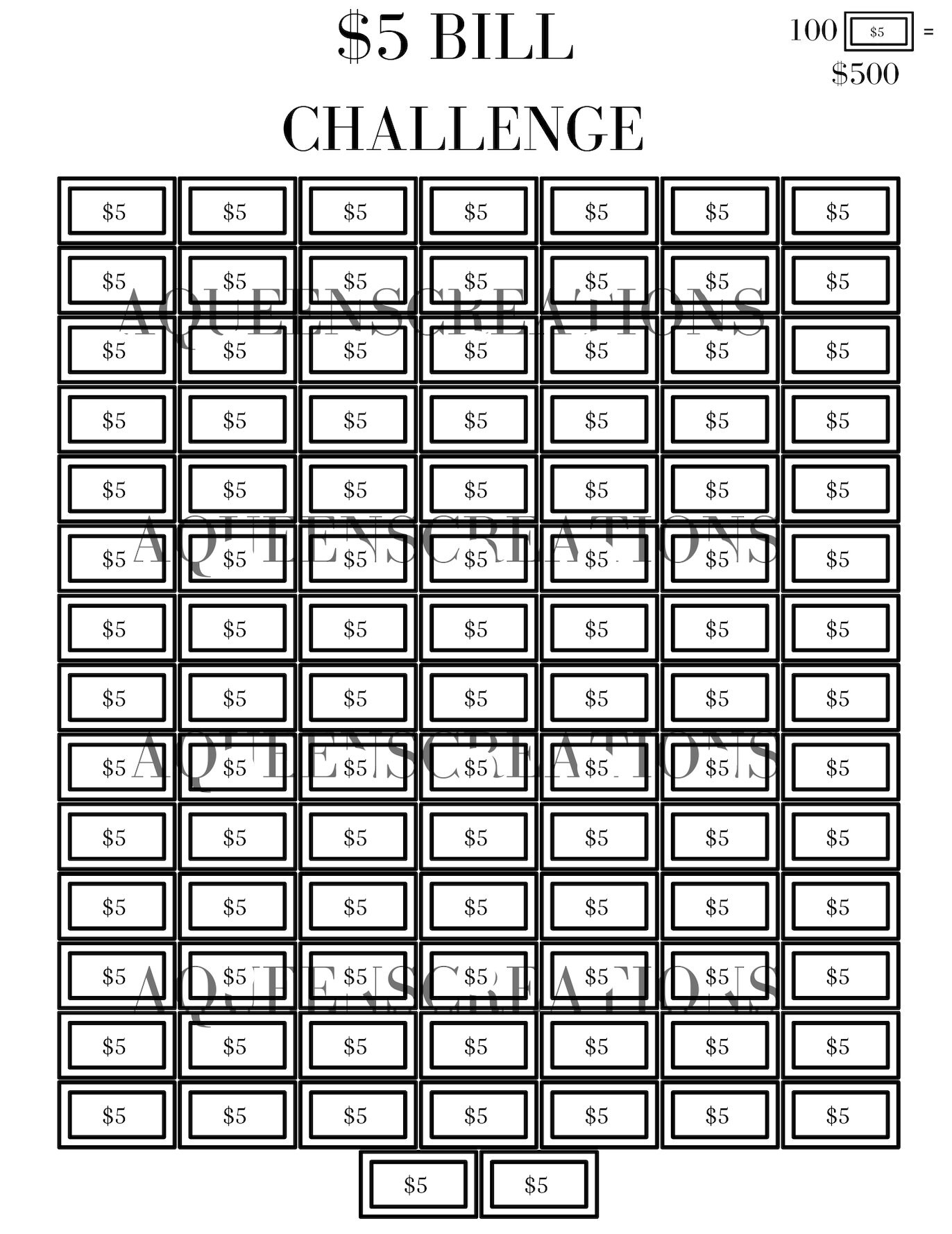 5 Dollar Bill Challenge Printable Savings Challenge Savings Etsy 5-dollar-bill-challenge-printable-savings-challenge-savings-etsy
