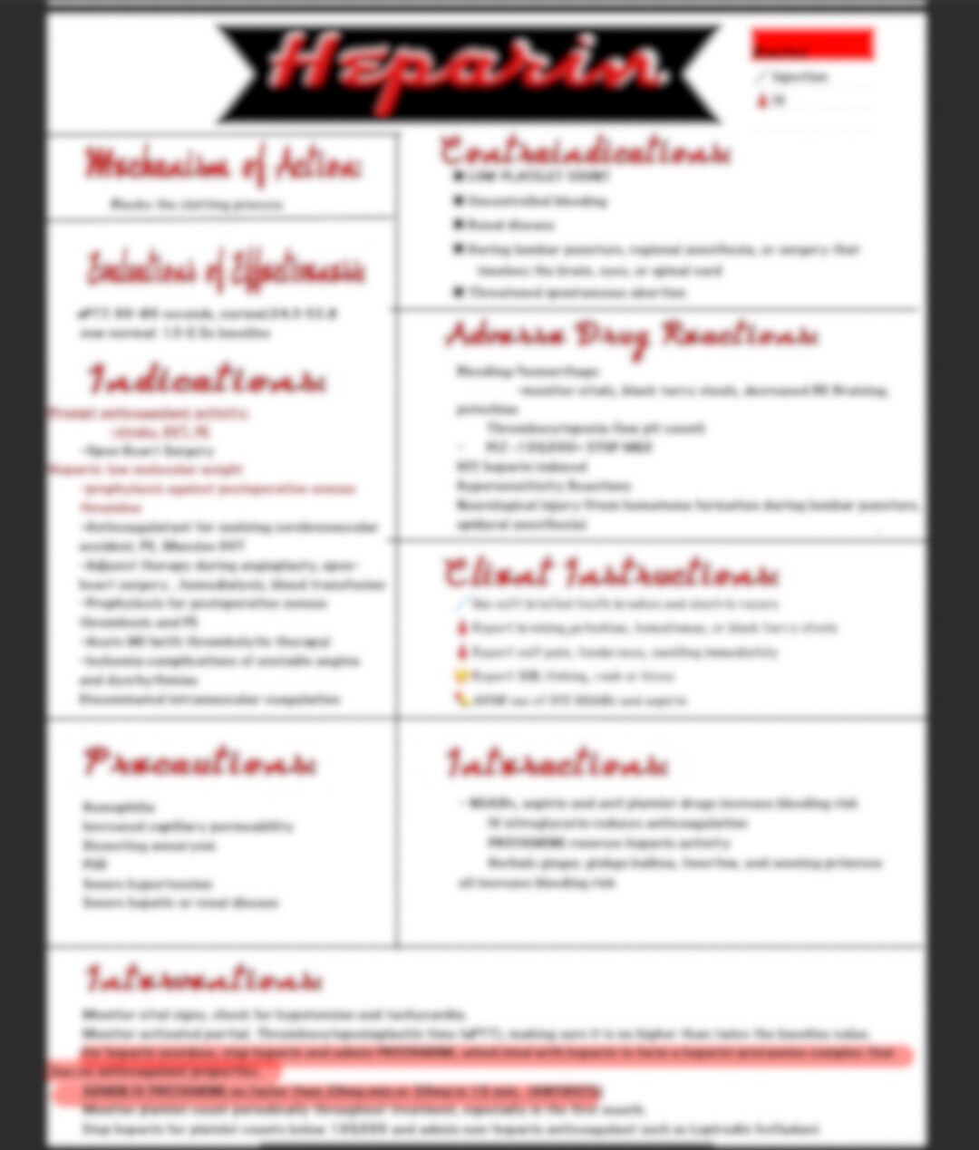 Pharmacology: Heparin Drug Information - Etsy UK