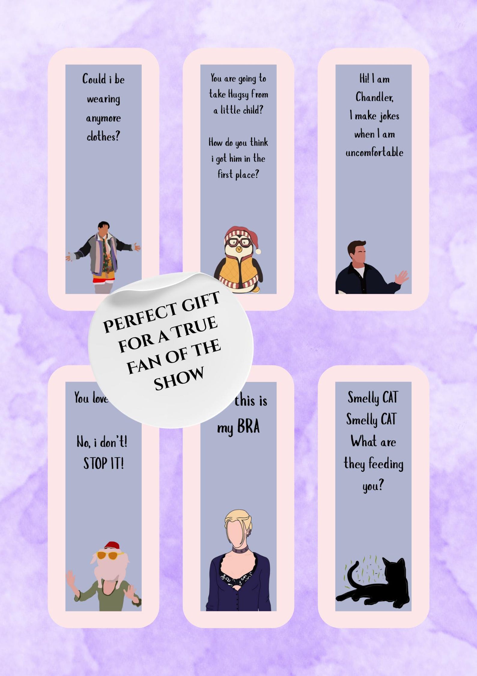 Digital Simplistic TV- Show Friends Bookmarks, Pack of 12 Friend Themed ...