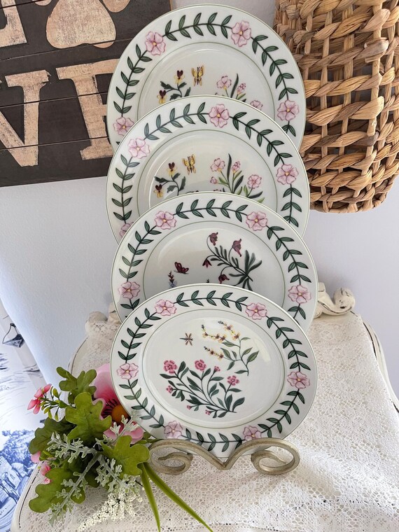 Vintage GODINGER Set of 4 Dessert Plates Botanical Porcelain - Etsy