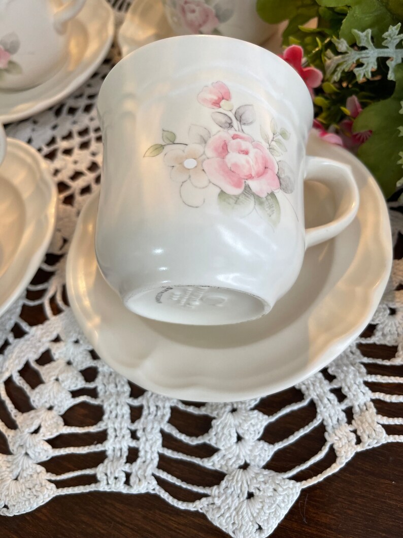 Vintage PFALTZGRAFF Lovely TEA ROSE Pattern Set of 6 Cups and Saucers Like New Very Collectable ...