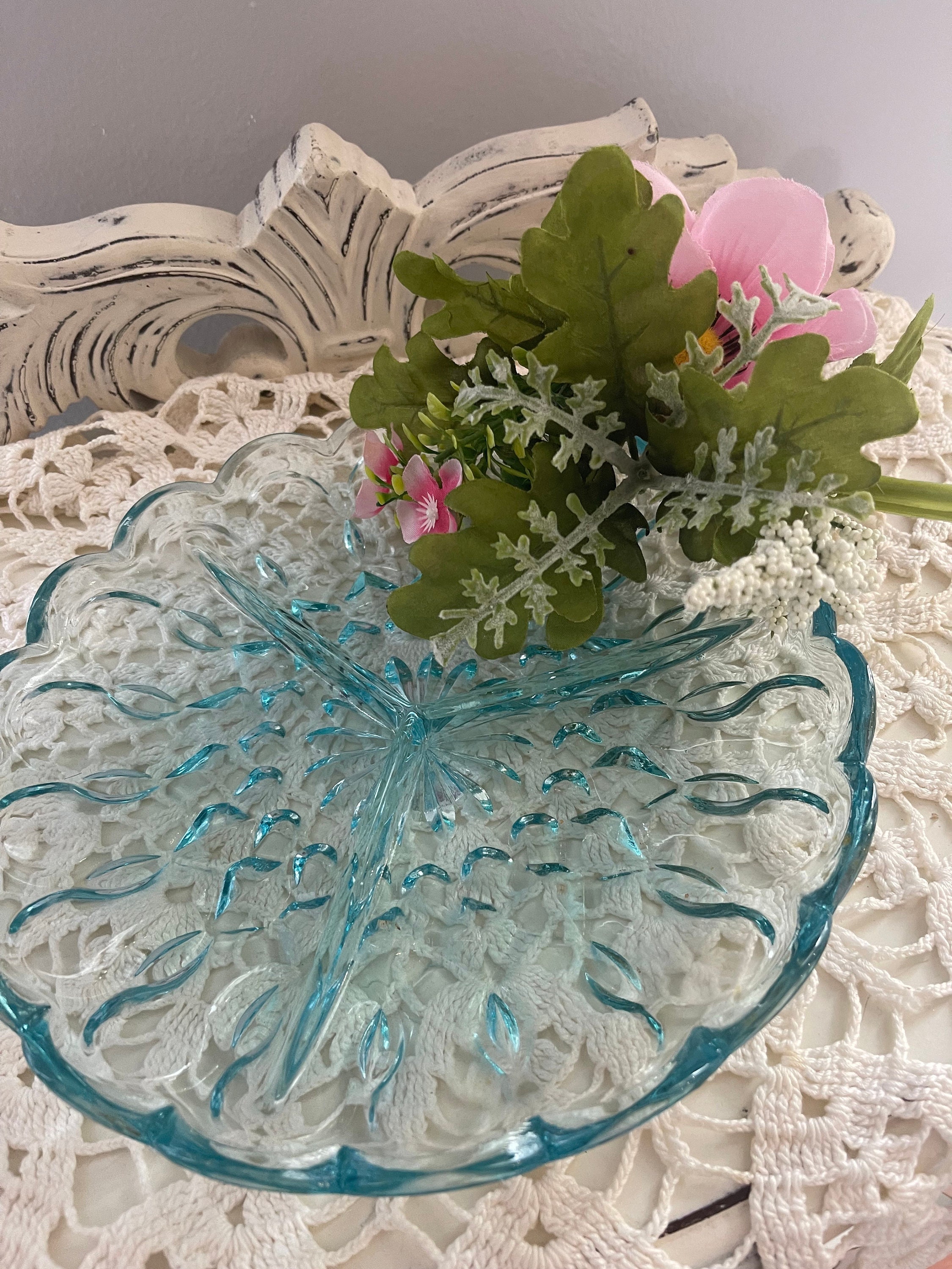Vintage ANCHOR HOCKING Aqua Blue Depression Glass Pattern is fairfield ...