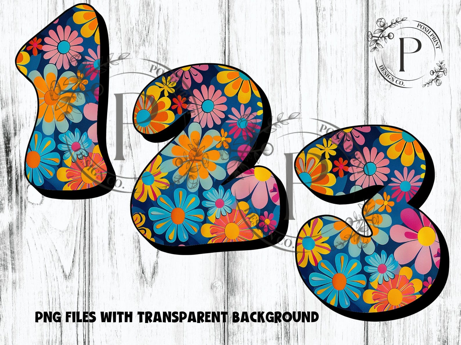 Groovy Flowers, Retro Alphabet Clip Art, Bulletin Board Letters, PNG ...
