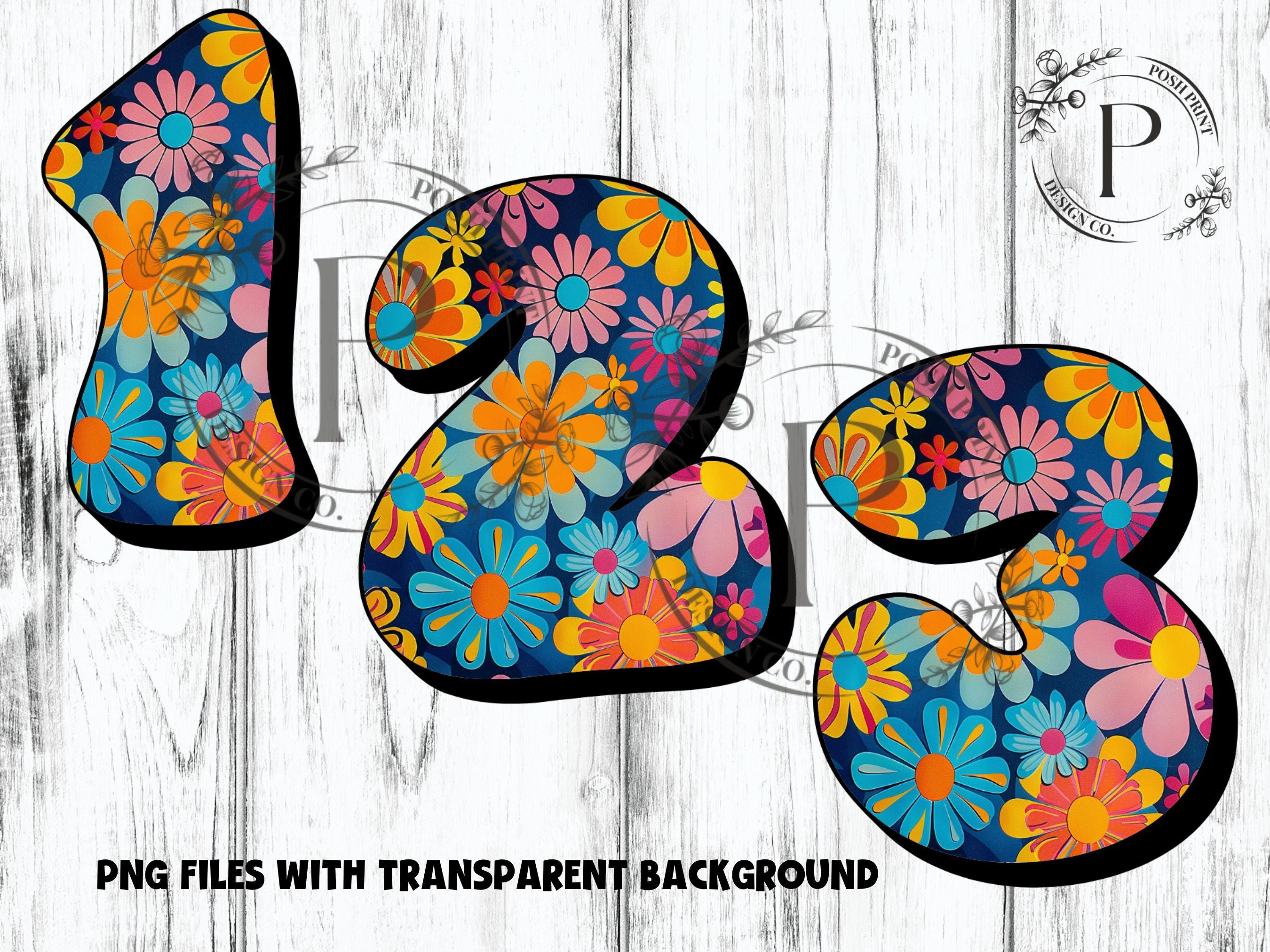 Groovy Flowers, Retro Alphabet Clip Art, Bulletin Board Letters, PNG ...
