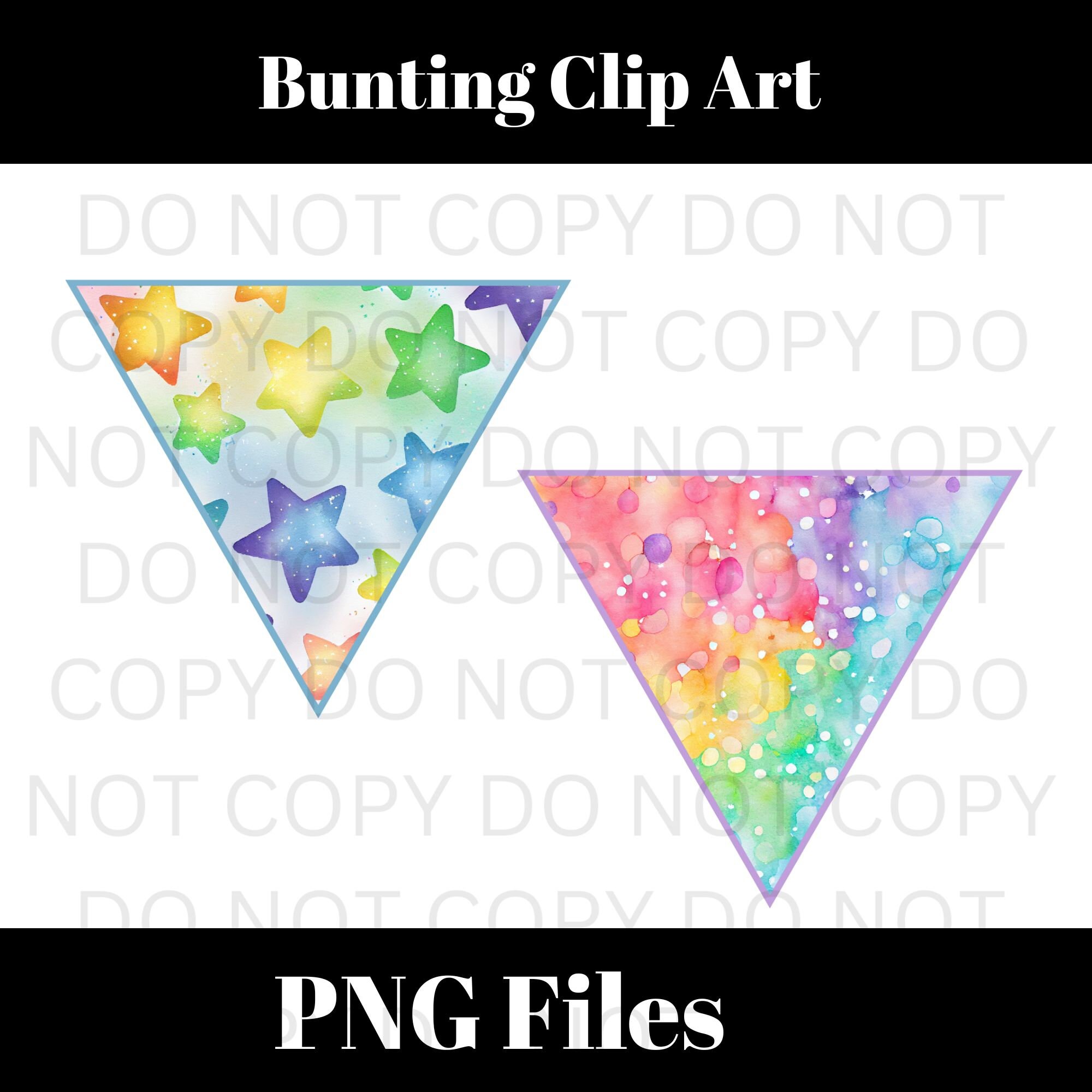 Pastel Rainbow Bunting Clip Art, Rainbow Bunting, Digital Download ...