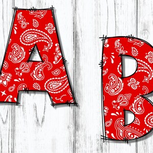 Bandana Alphabet Clip Art, Bandana Bulletin Board Letters, Western ...