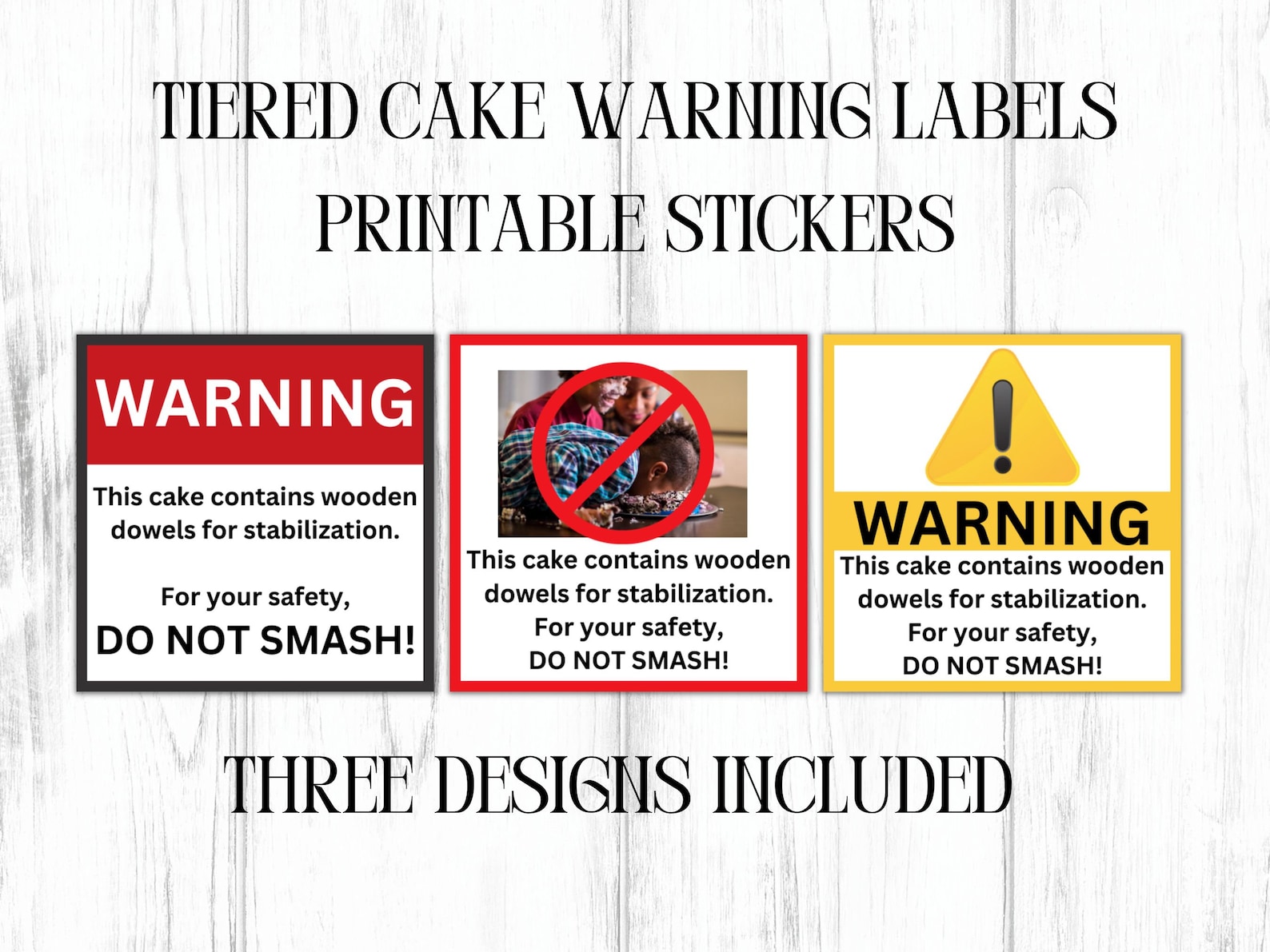 Tiered Cake Warning Labels, Printable Stickers, Digital Download ...