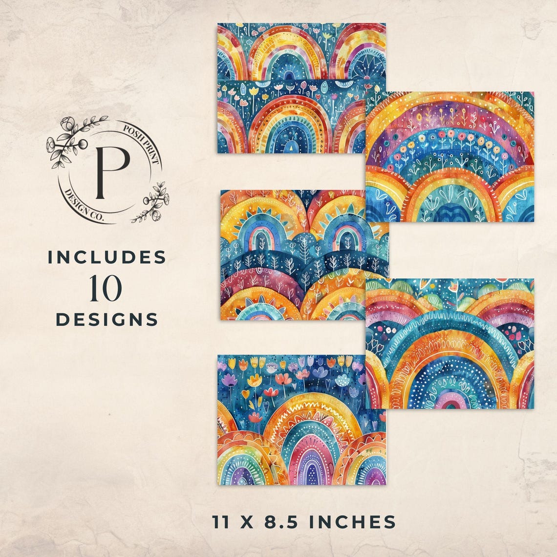 Colorful Rainbow Scrapbook Papers, Digital Papers, Junk Journal Papers ...